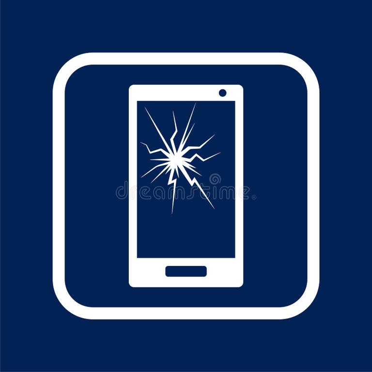 Mobile Phone Icon with Smashed Screen - Illustration Stock Vector ...