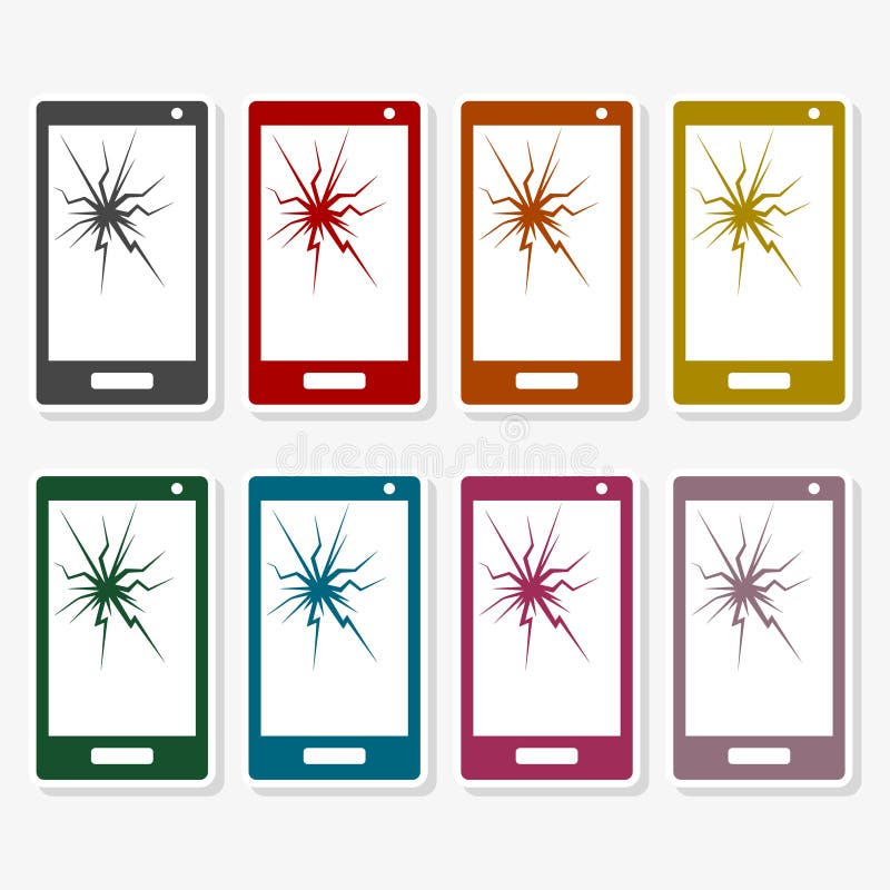 Mobile Phone Icon with Smashed Screen - Illustration Stock Vector ...