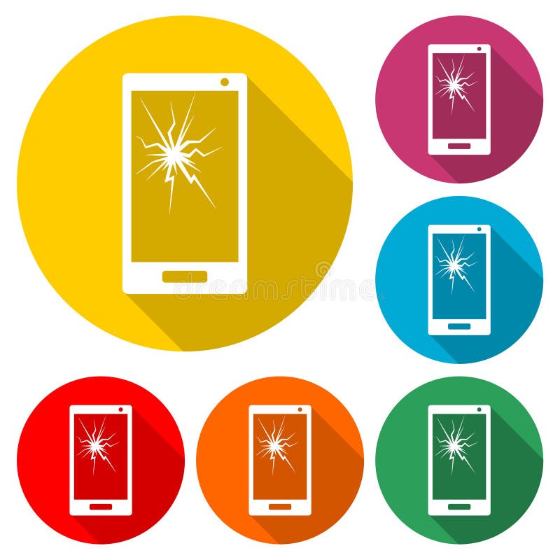 Mobile Phone Icon with Smashed Screen - Illustration Stock Illustration ...