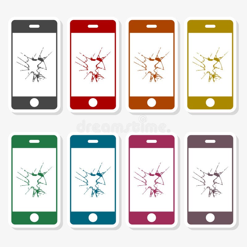 Mobile Phone Icon with Smashed Screen - Illustration Stock Illustration ...