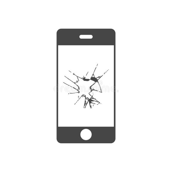 Mobile Phone Icon with Smashed Screen - Illustration Stock Illustration ...