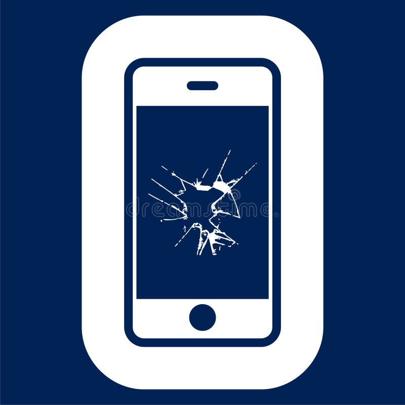 Mobile Phone Icon with Smashed Screen - Illustration Stock Illustration ...