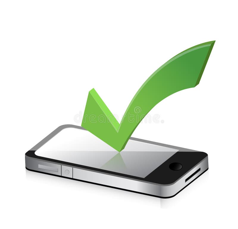 Mobile Phone and Icon with Symbol of Tick Mark Stock Illustration ...