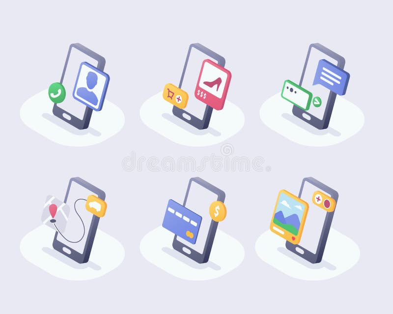 Mobile Phone Icon with Various Activity about Technology Set Collection ...