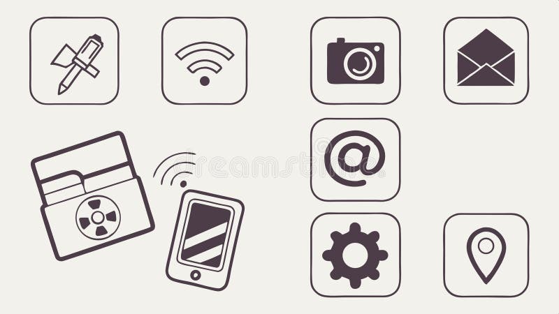 Mobile Phone Icons, Communication and Device Symbols. Vector Design ...