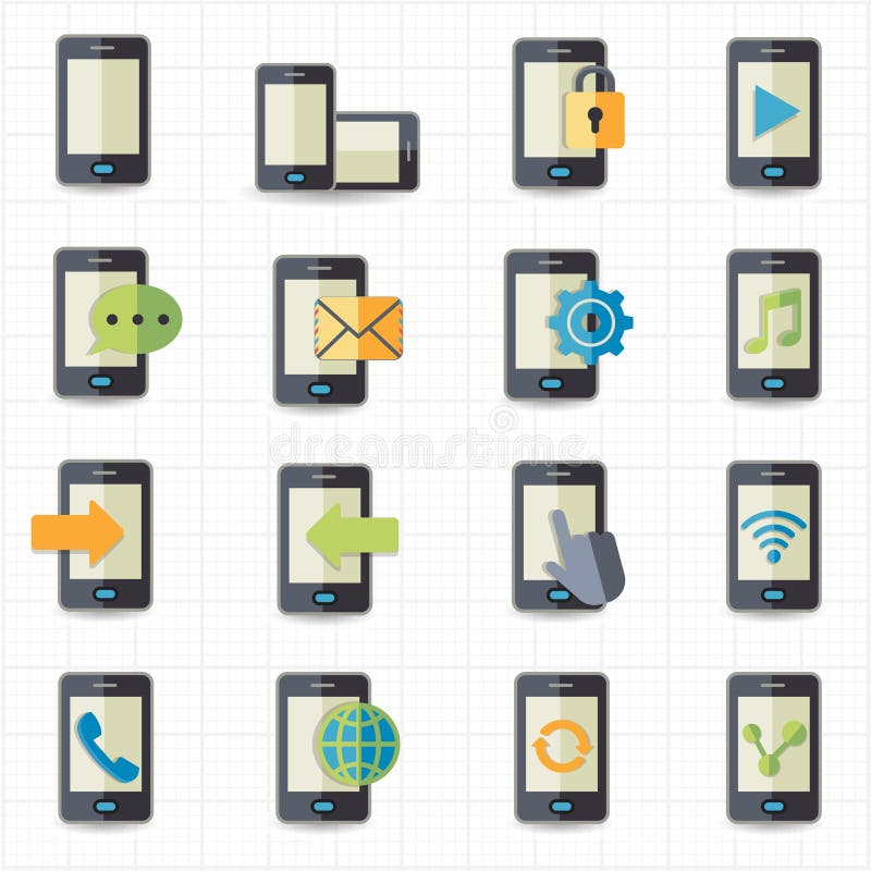 Mobile phone icons stock vector. Illustration of clip - 39121860