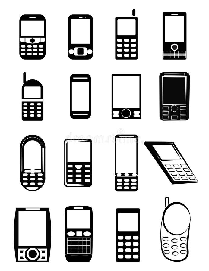 Mobile phone icons stock vector. Illustration of black - 18990401