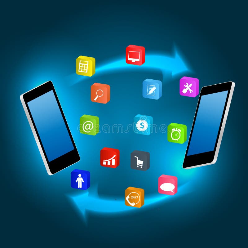 Mobile Phone with Icons Vector Ilustration Stock Vector - Illustration ...