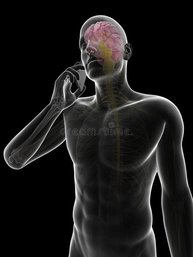 Mobile Phone Influence on the Brain Stock Illustration - Illustration ...