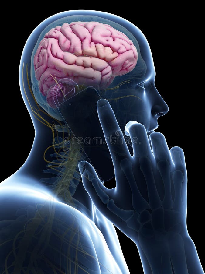 Mobile Phone Influence on the Brain Stock Illustration - Illustration ...