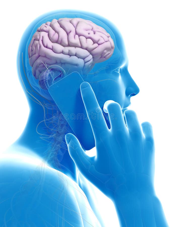 Mobile Phone Influence on the Brain Stock Illustration - Illustration ...