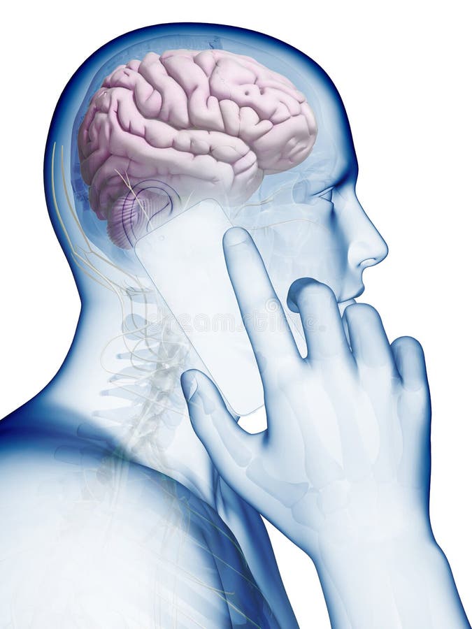 Mobile Phone Influence on the Brain Stock Illustration - Illustration ...