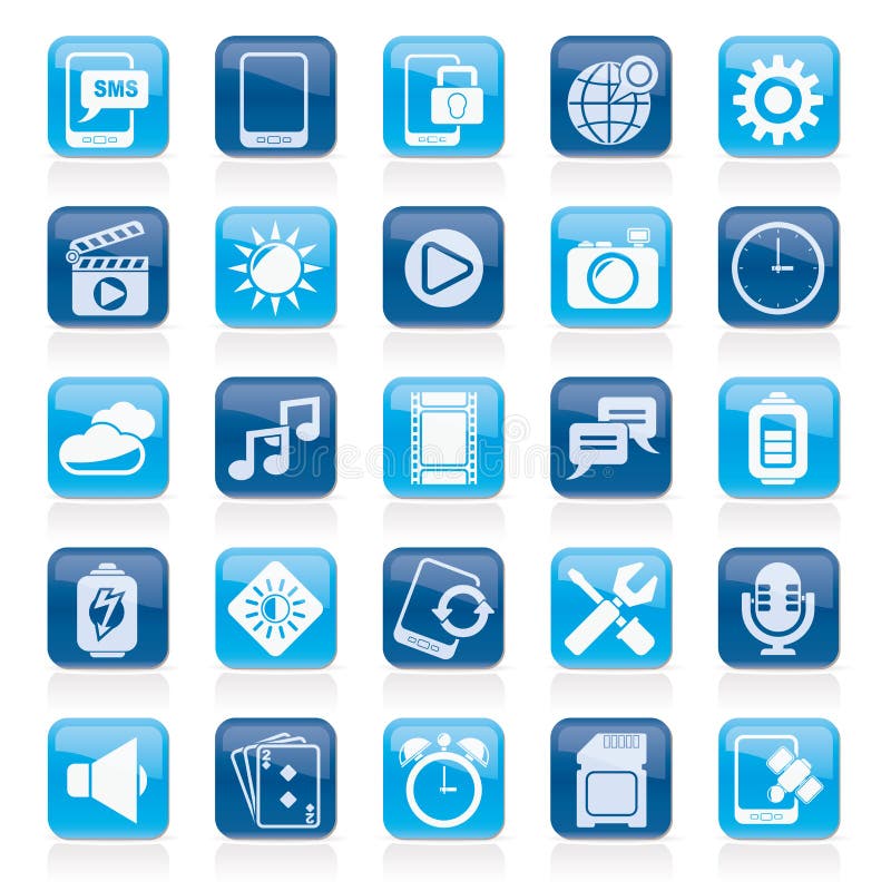 Mobile Phone Interface Icons Stock Vector - Illustration of message ...