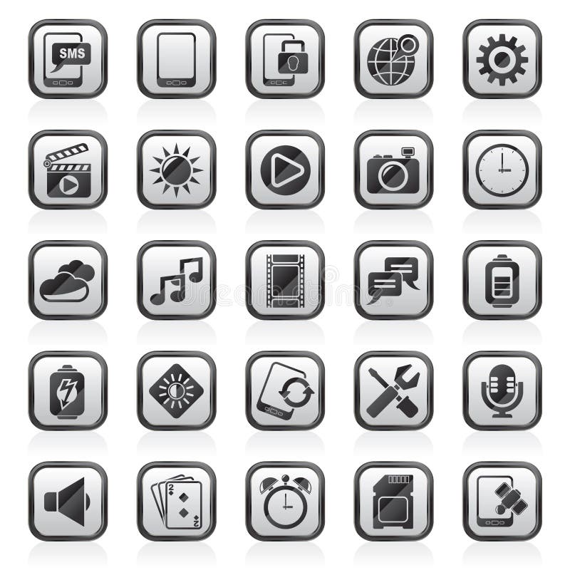 Mobile Phone Interface Icons Stock Vector - Illustration of note, icons ...
