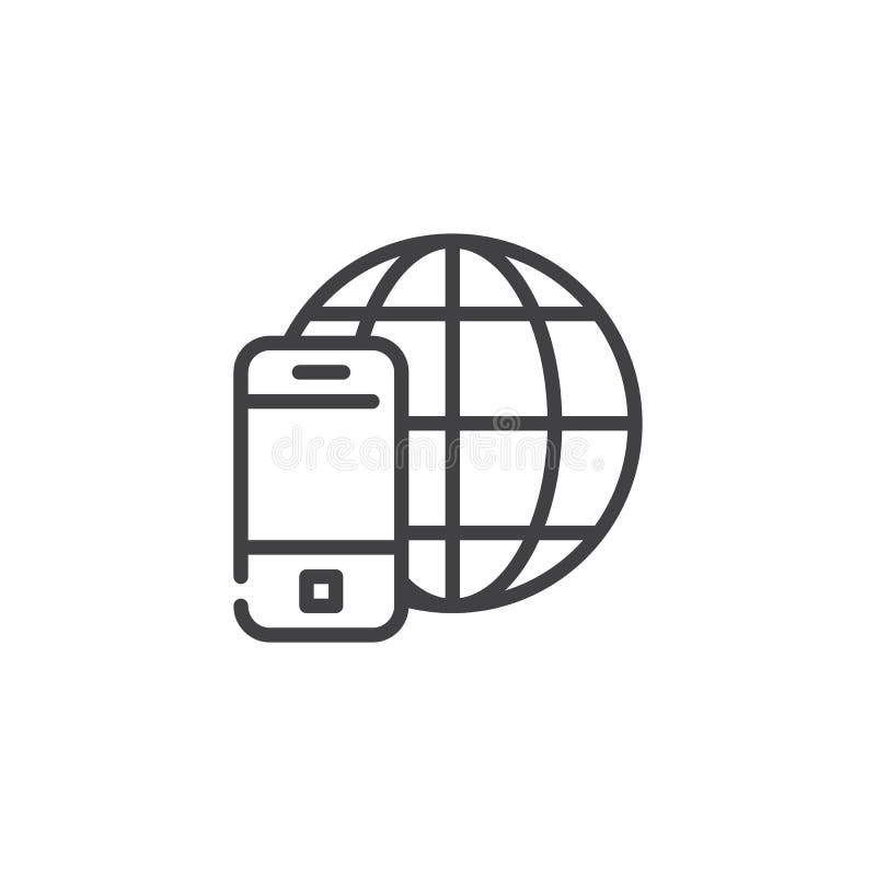 Mobile Phone Internet Network Line Icon Stock Vector - Illustration of ...