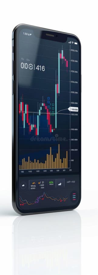 Mobile Phone Isolate with Stock Market App Stock Illustration ...