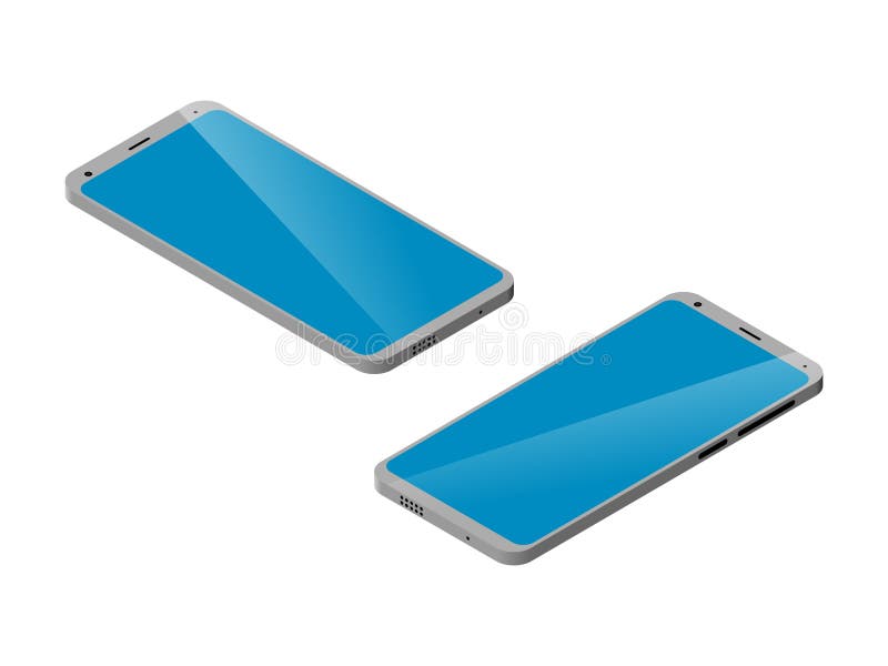 Mobile Phone in Isometric View from Different Sides Stock Illustration ...