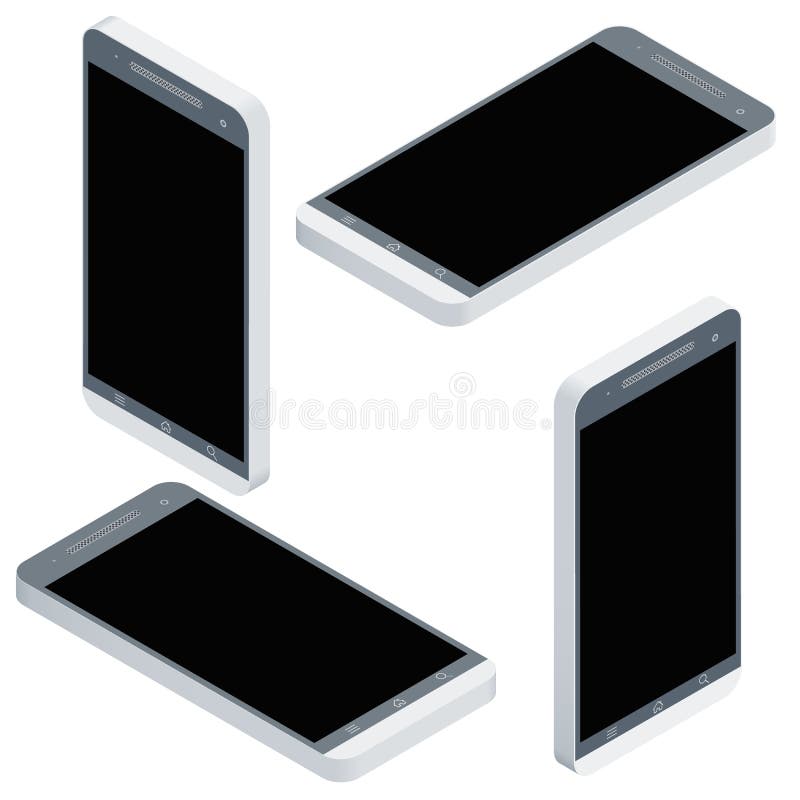 Mobile Phone Isometrics from Four Sides Icon Set Stock Vector ...