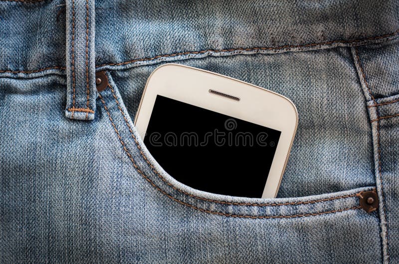 Mobile Phone in Jeans Pocket Stock Image - Image of jeans, screen: 96067883