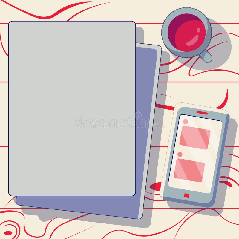 Mobile Phone Laying on Table with Messages on the Screen. Bright Vector ...