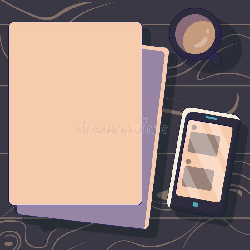 Mobile Phone Laying on Table with Messages on the Screen. Bright Vector ...