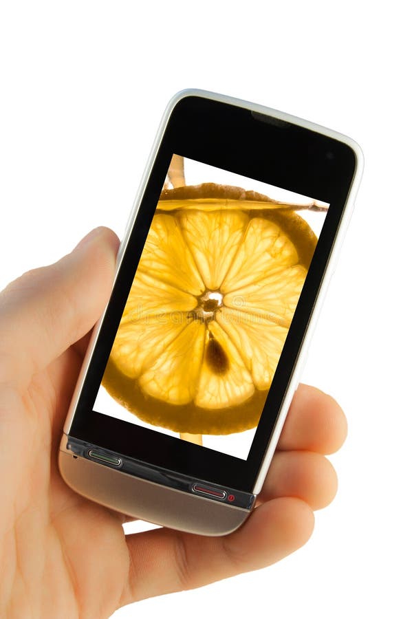 Mobile lemon stock image. Image of finger, display, email - 9734227