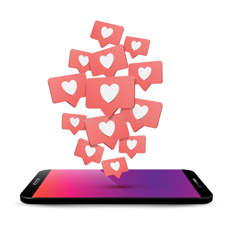 Mobile Phone Likes 3d Vector Illustration Isolated on White Background ...
