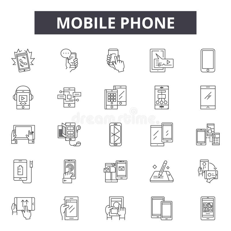Mobile Phone Line Icons, Signs, Vector Set, Outline Illustration ...