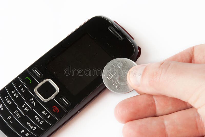 Mobile Phone with Lithuanian Cent Coins Stock Photo - Image of paper ...