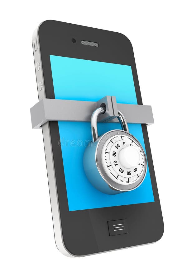 Mobile phone with Lock stock illustration. Illustration of cell - 27703056