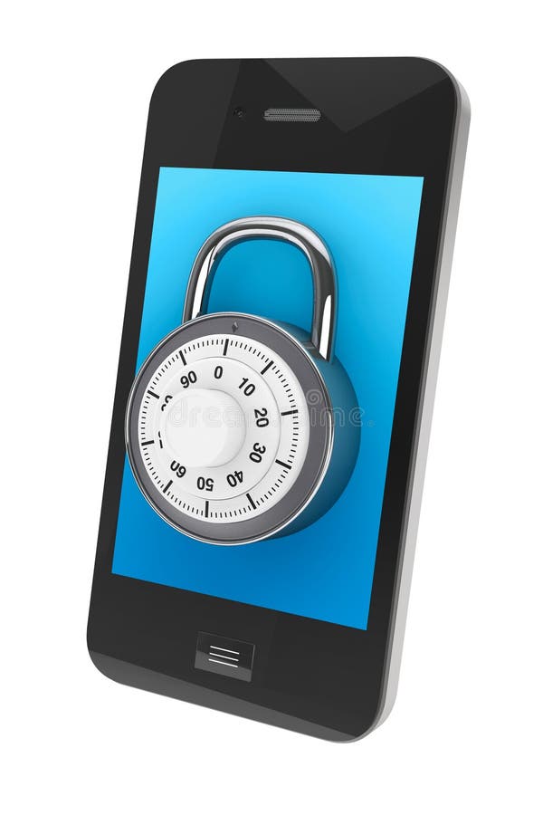 Mobile phone with Lock stock illustration. Illustration of guard - 27703065
