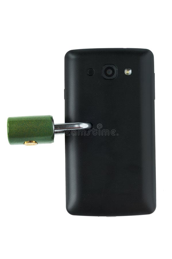 Mobile Phone with Lock Isolated Stock Image - Image of security, lock ...