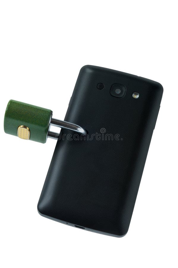 Mobile Phone with Lock Isolated on White Stock Photo - Image of concept ...