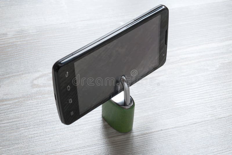 Mobile phone with lock stock photo. Image of mobile - 135254082