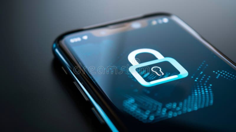 Mobile Phone and Lock Symbol Display on. Generative Ai Stock ...