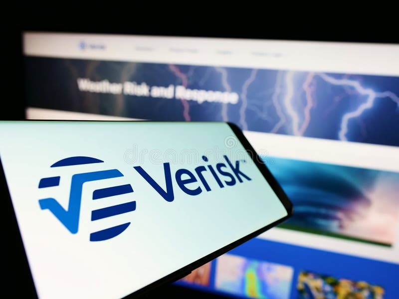 Mobile Phone with Logo of US Data and Risk Company Verisk Analytics Inc ...