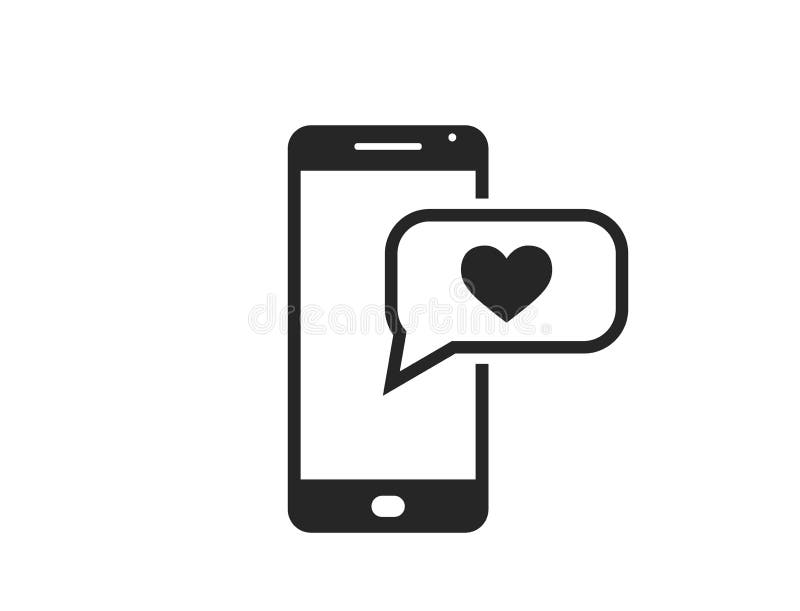 Mobile Phone with Love Message Icon. Love Chat Bubble Stock Vector ...