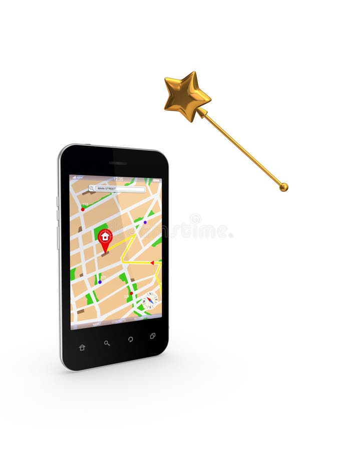 Mobile Phone and Magic Wand. Stock Illustration - Illustration of ...