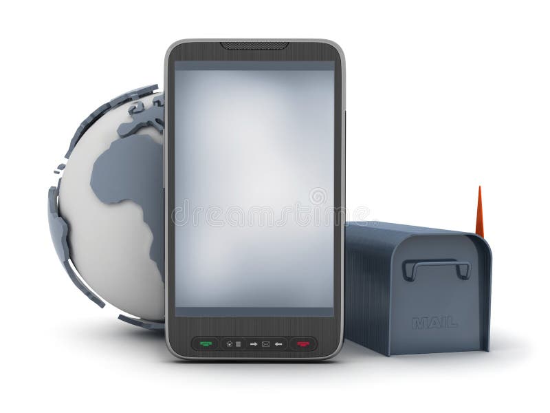 Mobile Mailbox, Email and Mail Application Concept with Paper List in ...