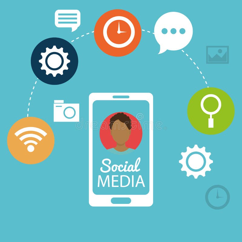 Mobile Phone Man Social Media Networking Stock Vector - Illustration of ...