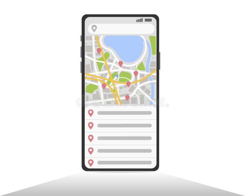 Mobile phone map stock illustration. Illustration of phone - 171649490