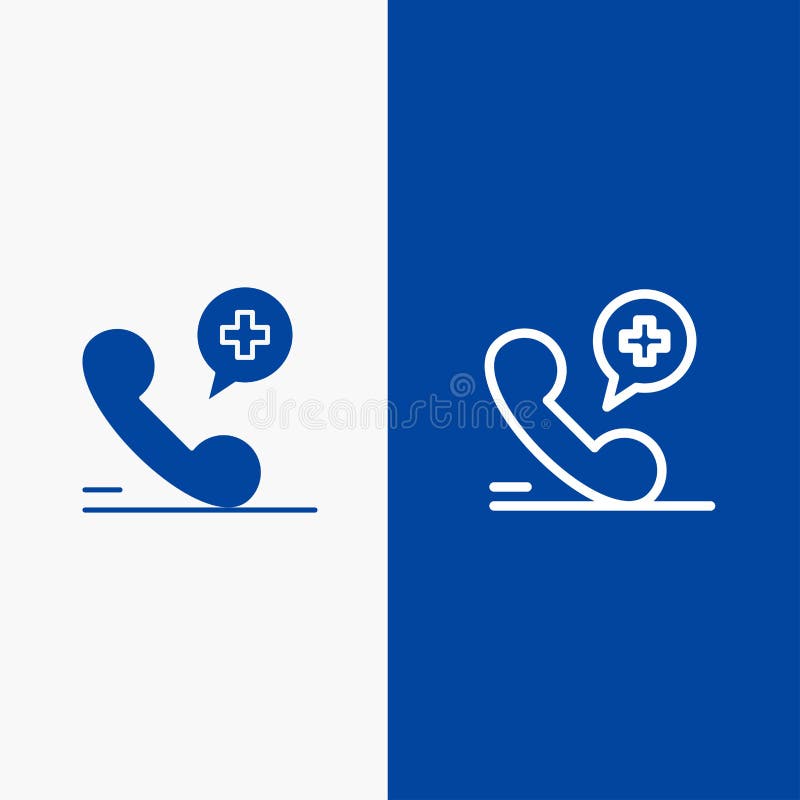 Mobile, Phone, Medical, Hospital Line and Glyph Solid Icon Blue Banner ...