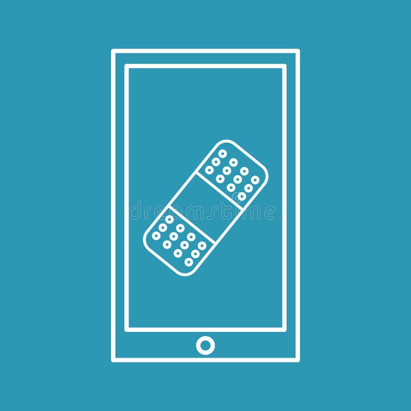 Mobile Phone Medical Plaster Band Stock Vector - Illustration of ...