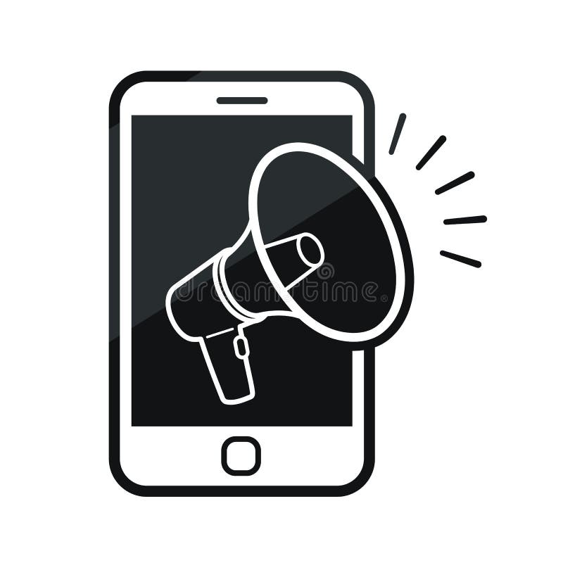Mobile Phone with a Megaphone Icon Stock Vector - Illustration of ...