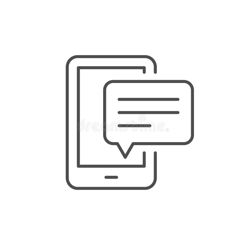 Text Message Line Outline Icon Isolated on White Stock Vector ...