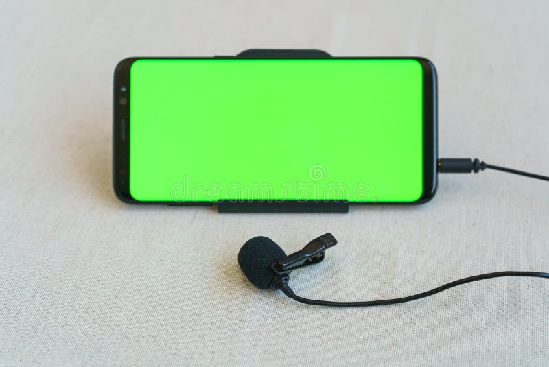 Mobile Phone and Microphone on Table Stock Image - Image of business ...