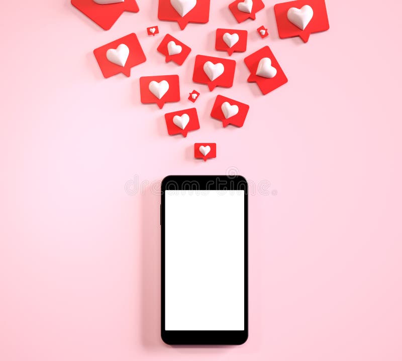 Mobile Phone Mockup Blank Screen with Many Social Media Like. 3D Render ... Mobile Phone Mockup Blank Screen with Many Social Media Like. 3D Render ...