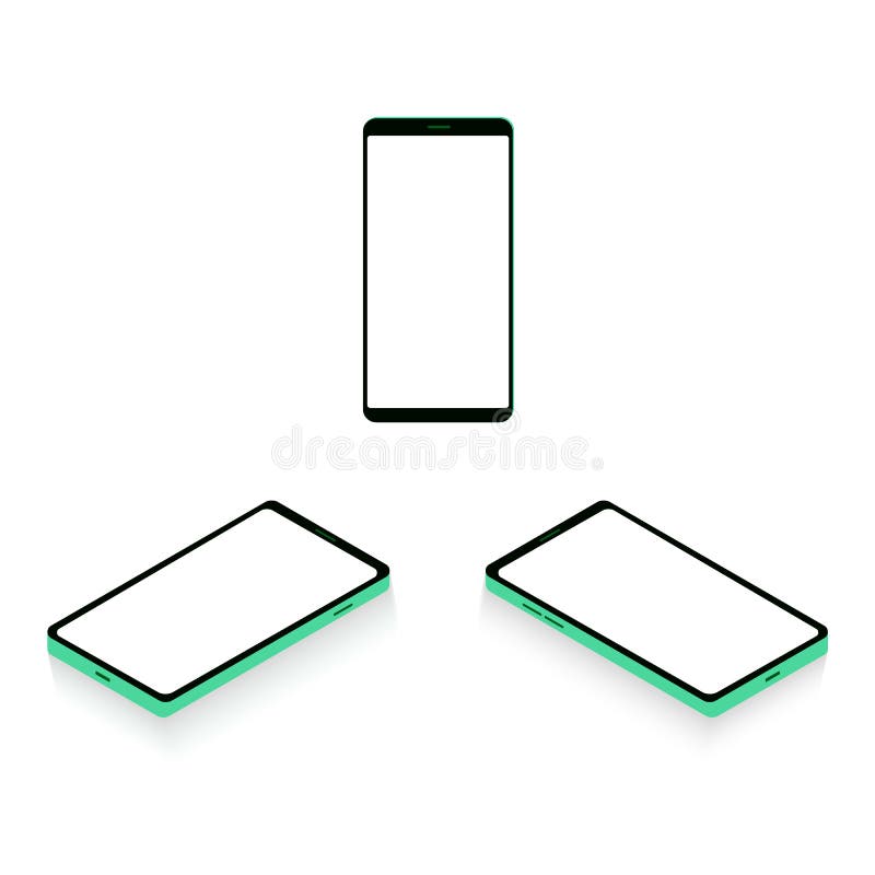 Mobile Phone Mockup Set with Blank Screen. Isolated Smartphone Frame ...