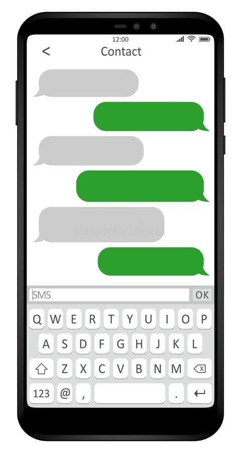 Mobile Phone Mockup Sms Application Vector Template, Screen with ...