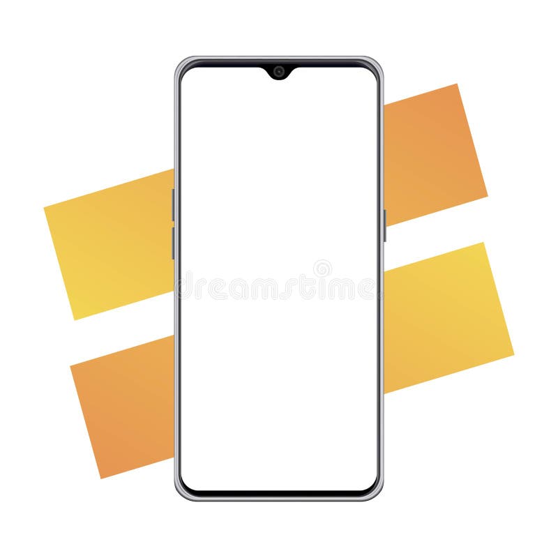 Mobile Phone Mockup Vector Illustration with White Screen on Golden ...